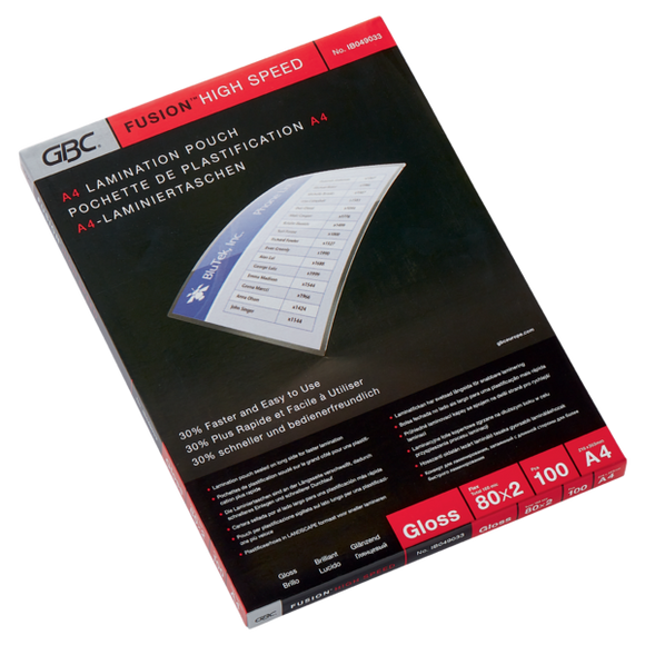 GBC HighSpeed™ Pouch Gloss A4 80 micron Clear (100) – Whiteboard Shop UK