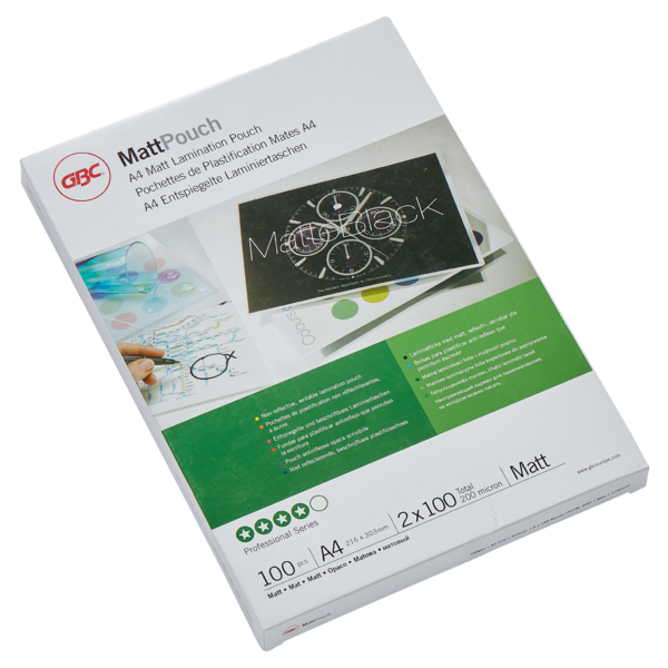 GBC Matt Laminating Pouch, A4, 2x100 (Pack of 100) – Whiteboard Shop UK