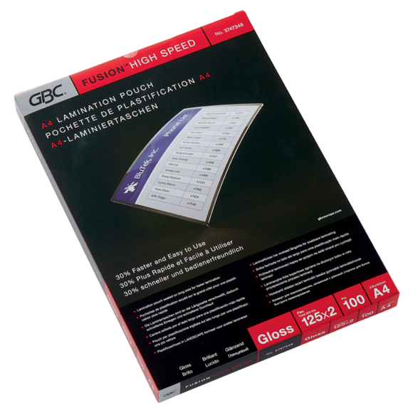 GBC HighSpeed Gloss Laminating Pouches, A4, 2x125 (Pack of 100 ...
