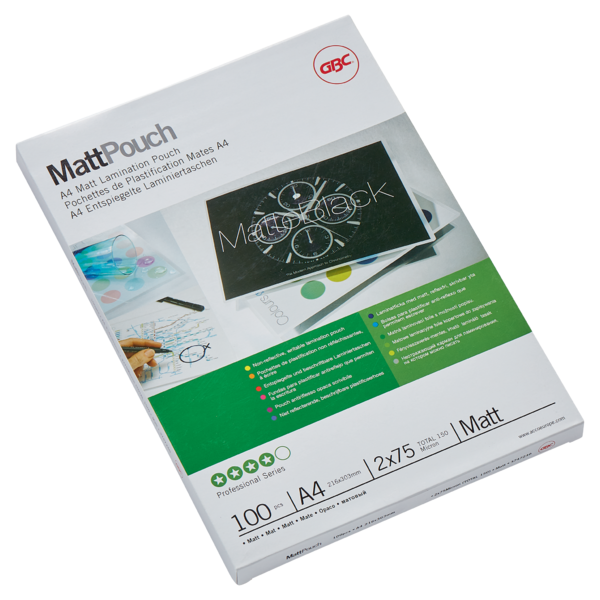 GBC Matt Laminating Pouches, A4, 2x75 (Pack of 100) – Whiteboard Shop UK