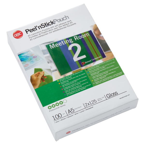 GBC Peel'nStick™ Pouch Gloss A5 125 micron Clear (100) – Whiteboard Shop UK