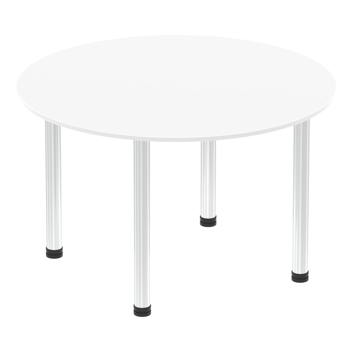 Impulse 1200mm Round Table White Top Chrome Post Leg – Whiteboard Shop UK