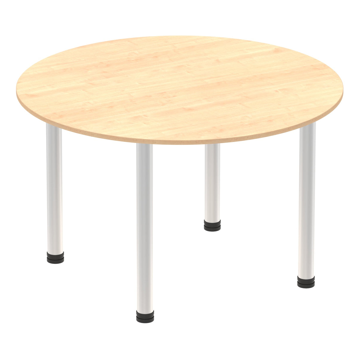Impulse 1200mm Round Table Maple Top Brushed Aluminium Post Leg ...