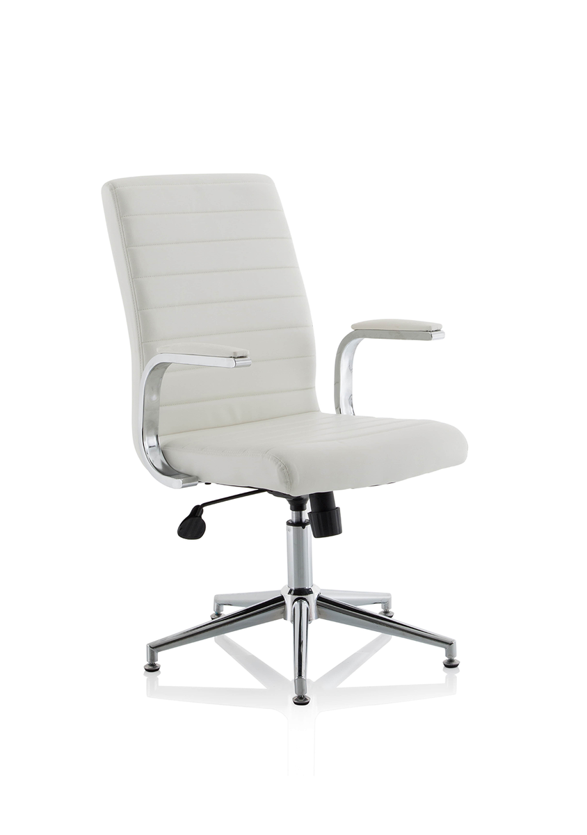Ezra Executive White Leather Chair With Glides – Whiteboard Shop UK